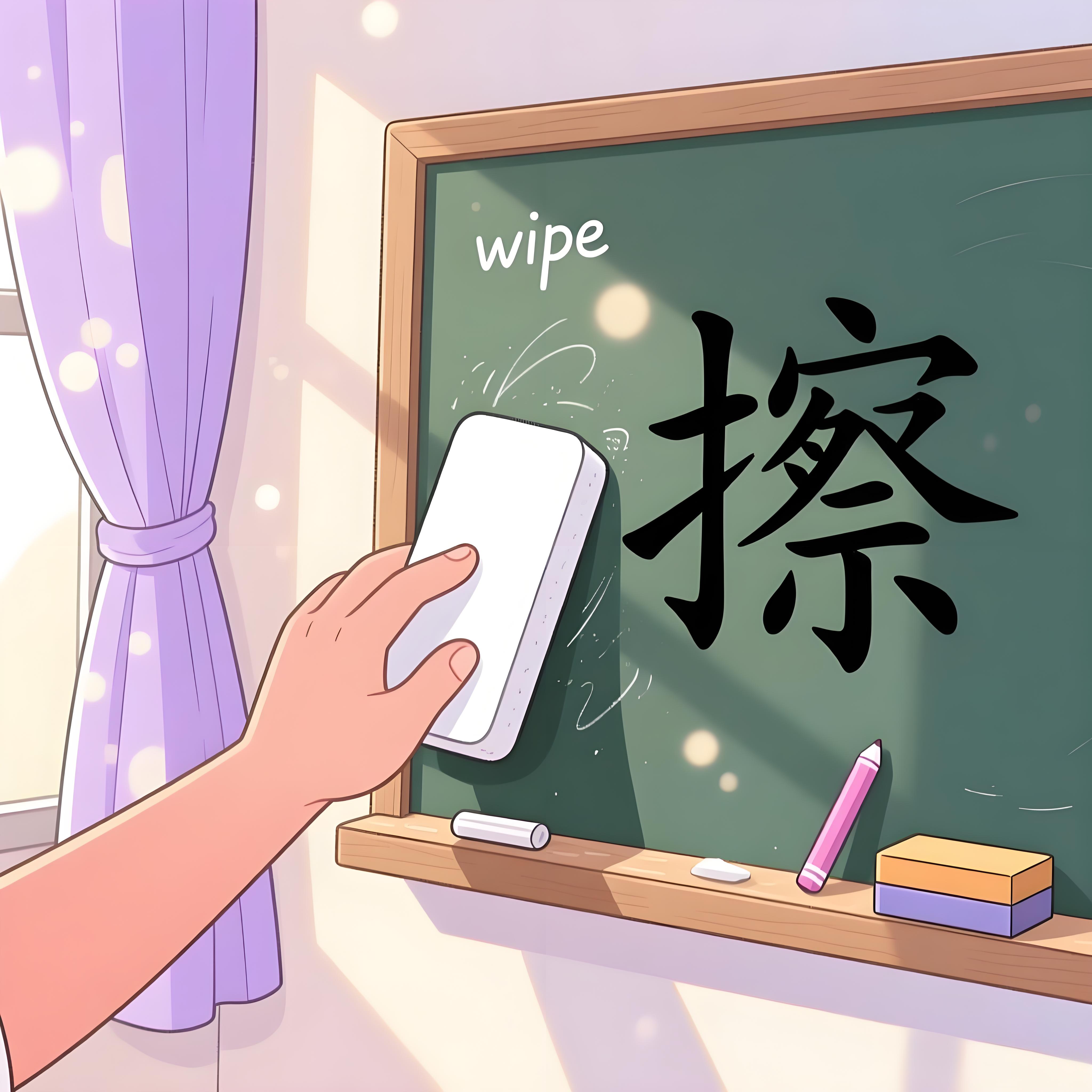 擦 (cā) – Mandarin Word Card | PPS & DLI Vocabulary | Panda Learn Chinese